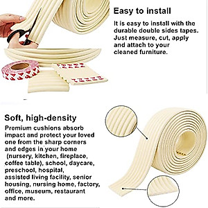 Baby Proofing Safe Edge & Corner Guards Cushion 13ft - Thickened Child Safety Furniture Bumper & Table Protectors. Pre-Taped Corners(W Beige)