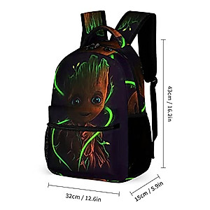 Anime Rocket-Raccon Baby-GRO-ot Hero Backpack Casual Travel Bag Sports Large Space 3D Print Campus Game Bookbag