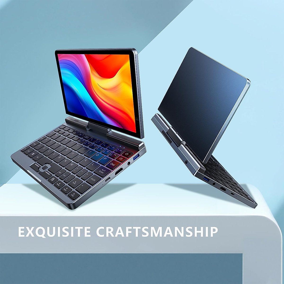 Mini Laptop 8 inch HD Touchscreen Portable 2 in 1 Computer, Windows 11 Pro Small Gaming Laptop,Intel N100 12 GB LPDDR5 1 TB M.2 SSD,WiFi 6,BT5.2 2 MP Camera,G-Sensor,HDMI,Type C