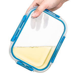 FAWLES 12 Pack Glass Meal Prep Containers with Airtight Lids, Leak-Proof Food Storage Containers, Dishwasher/Microwave/Oven/Freezer Safe Glass Containers for Lunch, Leftovers, to Go (Blue)