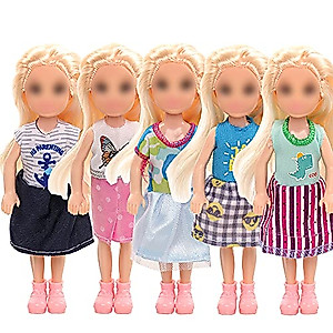 Miunana 12 pcs Girl Doll Clothes Dress Outfits and Shoes for Chelsea 11.5 Inch Girl's Sister 6" Doll Clothing with 2 Pairs of Shoes for 4-6 Inch Chelsea Girl Dolls Clothes and Accessories