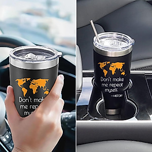 EchoMaven History Gifts for Men, History Teacher Gifts, Gifts for History Lovers, 20oz Don't Make Me Repeat Myself Stainless Steel Travel Tumbler, Christmas Birthday Gifts for History Teacher, Black