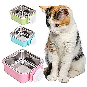 FUUIE Bowls for Food and Water Pet Feeding Bowl Anti-Slip Non-Slip Stainless Steel Travel Food Feeder Hanging Fixed Bowl Puppy Dog Cat Pet Supplies (Color : Blue)