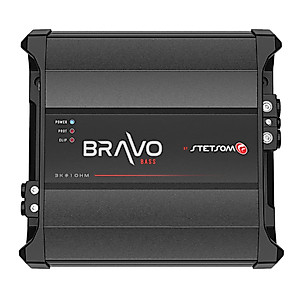 Stetsom Bravo BASS 3000 1 Ohm Mono Subwoofer Car Audio Amplifier, 3000.1 3K Watts RMS, 1Ω Stable, 3000x1, Monoblock, Sound Quality, Crossover & Bass Boost 3000W Sub Amp, Smart Coolers