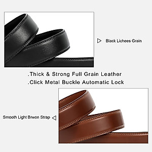 XZQTIVE Fashion Ratchet Leather Dress Belt for Men with Automatic Sliding Buckle 2Pack