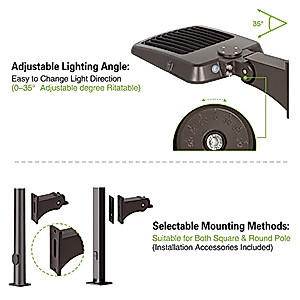 hykolity 150W/200W Switchable LED Parking Lot Light, 150LM/W LED Street Lighting with Dusk to Dawn Photocell [400W-600W HPS Equiv.] 5000K 100-277V, Commercial Adjustable Arm Mount LED Shoebox Light