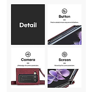 GOOSPERY Wallet Case Compatible with Galaxy Z Flip 3, Detachable Card Holder 2 Card Pocket Storage Premium PU Leather Adjustable Cross-Body Strap Attached Earbud Cord Organizer (Burgundy)
