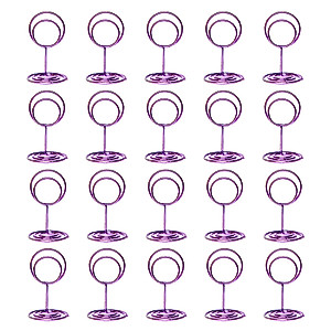 YESBAY 20pcs Place Card Holders Table Card Display Holder Heart Round Shape Table Number Holders Metal Stand for Wedding Events More Securely Display Tables Cards Name Menus Anniversary Decor Purple