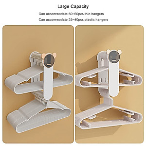 Wall Mounted Hanger Organizer, Expandable Clothes Hanger Storage Rack, No Drilling, Space Saving, Foldable Hanger Holder for Home, Closet, Laundry Room