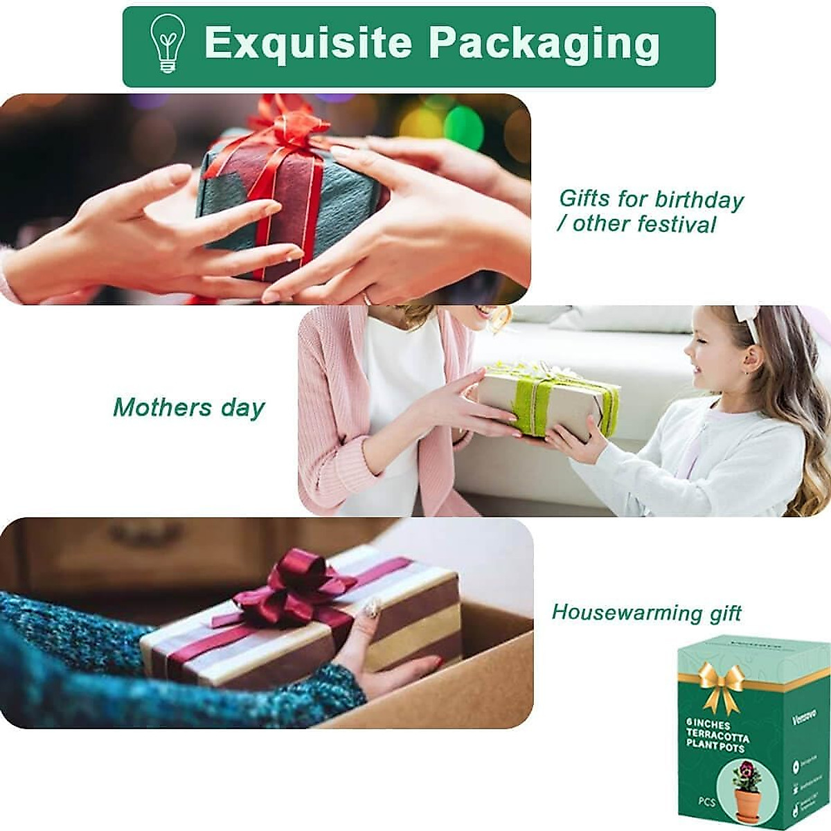 6 Inch Clay Pot for Plant with Saucer - 4 Pack Large Terra Cotta Plant Pot with Drainage Hole, Flower Pot with Tray, Terracotta Pot for Indoor Outdoor Plant