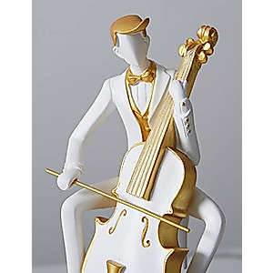 HAUCOZE Music Decor Figurine Cello Statue Modern Sculpture Home Gifts Table Centerpiece Crafts Polyresin Arts 8.5inch