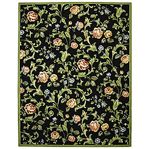 SAFAVIEH Chelsea Collection 7'9" x 9'9" Black HK310B Hand-Hooked French Country Wool Area Rug