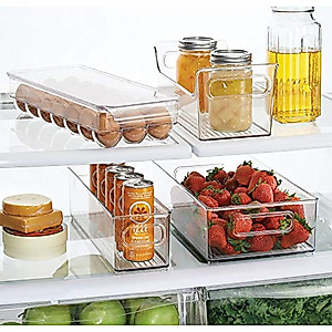 iDesign 72530 Fridge Plastic Storage Organizer Bin with Handles, Clear Container for Food, Drinks, Produce, Pantry Organization, BPA-Free, 5.5" x 11.25" x 5", Clear, 1 ounces