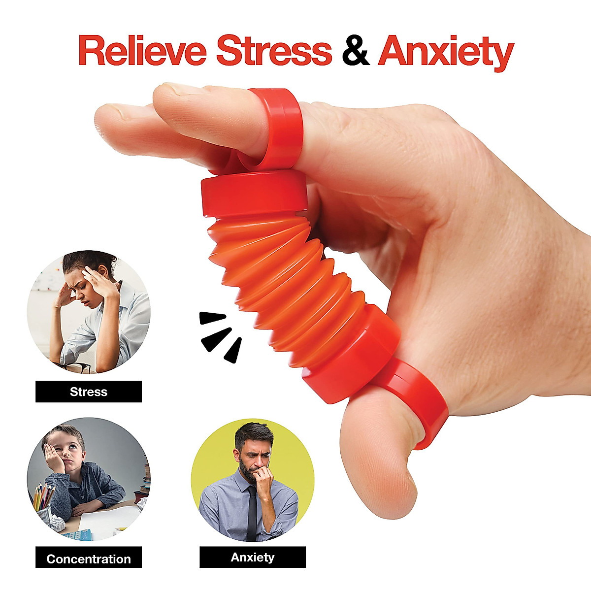 Finger Poppers Fidget Toys, Finger Fidgets for Women, Men, and Young Adults, Finger Strengthener and Exerciser Sensory Toy, Occupational Therapy Toys, Pack of 2 Stocking Stuffers