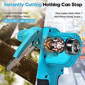 Cordless Hedge Trimmer & Mini Chainsaw Cordless Electric Set, Hedge Trimmer for Garden Trimming, 6-Inch 4-Inch Mini Chainsaws One-Handed Small Wood Cutting, Both Battery Included