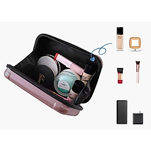 SenYang Hard Shell Cosmetic Case,Carrying Hard Bag, Protective Storage Case Bag for Toiletry, Beauty Makeup, Electronic Accessories, Overnight Travel Water Resistant Crash Proof (Gold)