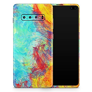 DesignSkinz Vibrant Colored Messy Painted Canvas Protective Vinyl Decal Wrap Skin Cover Compatible with The Samsung Galaxy S20 (Screen Trim & Back Glass Skin)