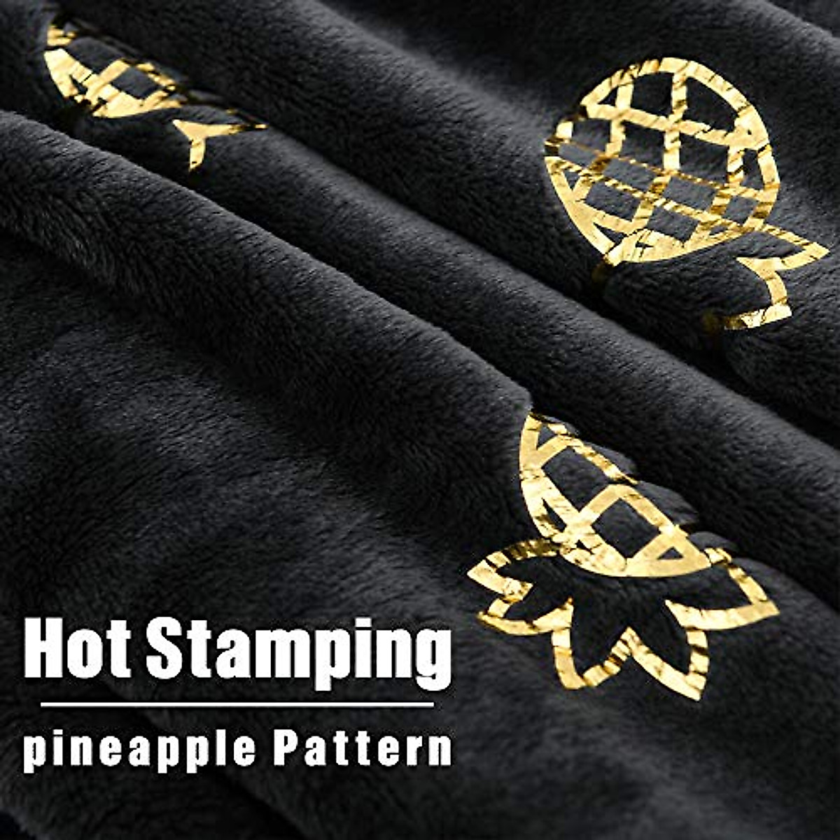 NANPIPER Flannel Fleece Blanket Hoodie Wearable Super Soft Throw Blanket Hot Stamping Pineapple Pattern Microfiber Fleece Throw for Sofa Couch Throw Size (Grey,50"x65")