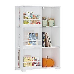 UTEX Kids Bookshelf, Wooden Kids Bookcase with 6 Cube Storage, Bookshelf Organizer for Kids, Display Stand Children Bookshelf for Nursery, Bedroom, Study Room