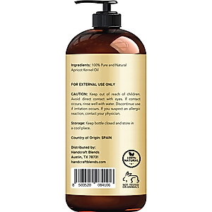 Handcraft Blends Apricot Kernel Oil - Cold-Pressed 16 Fl Oz - 100% Pure and Natural - Premium Grade Carrier Oil for Skin and Hair - Hair and Body - Massage - Hexane-Free
