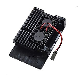 Treedix Metal Aluminium Alloy Armor Case Pi 4 Case, with Dual Cooling Fan Heatsink Compatible with Raspberry Pi 4 Model/Pi 4B (Black)