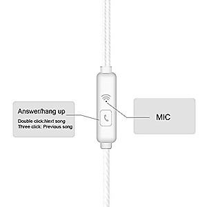 Heave Wired Headphones with 3.5mm Jack Microphone Powerful Bass in-Ear Headphones Noise Islating Earbuds for for Music,Gaming,Sports White