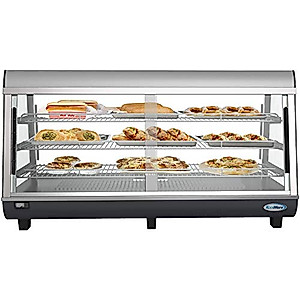 KoolMore - HDC-6C Commercial 48" Countertop Food Warmer Display Case Merchandiser with LED Lighting and Front Sliding Door - 6.5 cu.ft.,Black