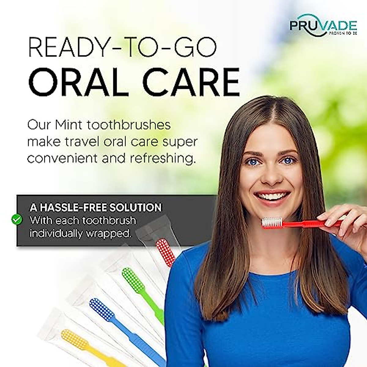 PRUVADE 144 Pack Disposable Toothbrushes with Toothpaste, Built In - Prepasted Toothbrushes Individually Wrapped |Single Use Waterless Tooth Brush with Soft Bristles for Airbnb, Hotel, Camping, Travel