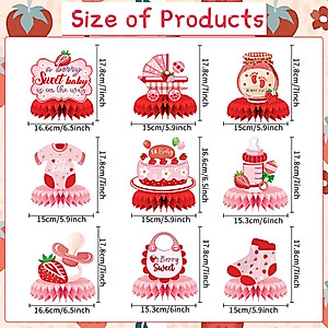 Refavor Strawberry Baby Shower Decorations - 9PCS Berry Sweet Baby Shower Decorations Supplies A Berry Sweet Baby Is on the Way Decor Strawberry Honeycomb Centerpieces Baby Shower Party Table Decor