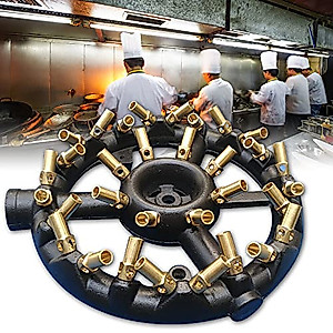 Natural Gas Jet Burner For Chinese Wok Range, Grilling, Stir Fry - Cast Iron Body Round Nozzle Jet Burner with 10/20/23/32 Brass Tips - Up 80,000 BTU (23 Tip)