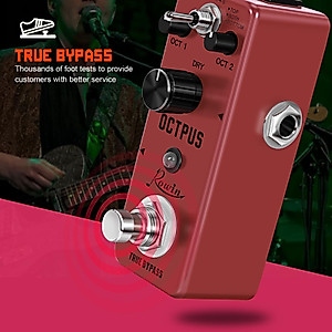 Rowin Polyphonic Octave Guitar Effects Pedal Pure Octopus Digital Mini Single Effect for Electric Guitar and Bass with True Bypass 11 Different Octave Modes LEF-3806