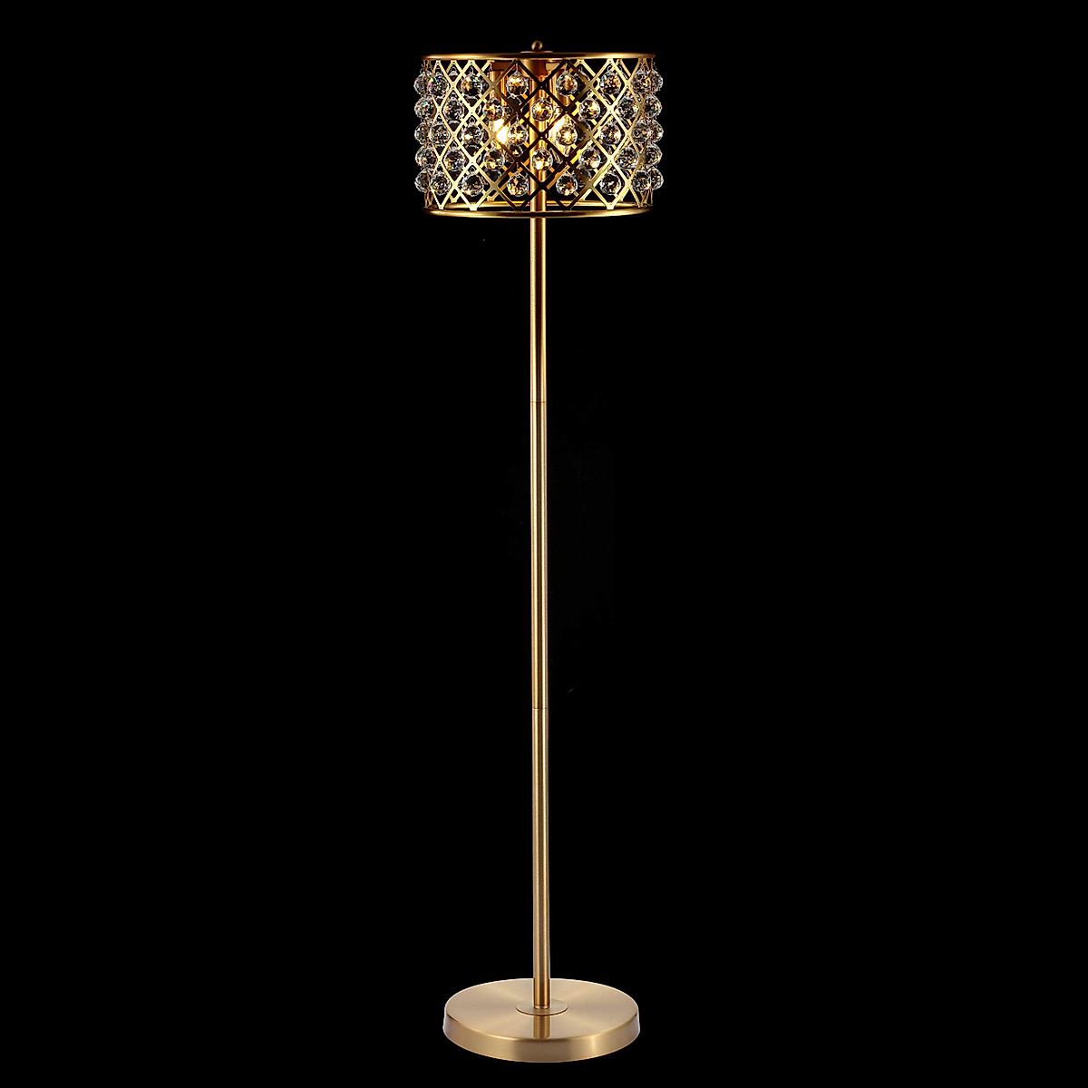 JONATHAN Y JYL9000A Elizabeth 60" Crystal/Metal LED Floor Lamp, Contemporary, Transitional, Elegant, Geometric, Office, Living Room, Family Room, Dining Room, Bedroom, Hallway, Foyer, Brass Gold/Clear