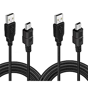 BATSOEASY 2 Pack 10ft PS3 Controller Charging Cable, USB 2.0 Type A to Mini B Cable Sync Cord for Sony Playstation 3 PS3/ PS3 Slim/PS Move Controllers, Cell Phones, Digital Cameras, TI-84 Plus CE etc