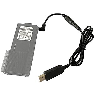 BT1013 USB Charging Cable Compatible with BL-5L and BaoFeng Extended Batteries, includes Dual 2.5mm Barrel Plug Adapters - Fast Power Transformer Cord