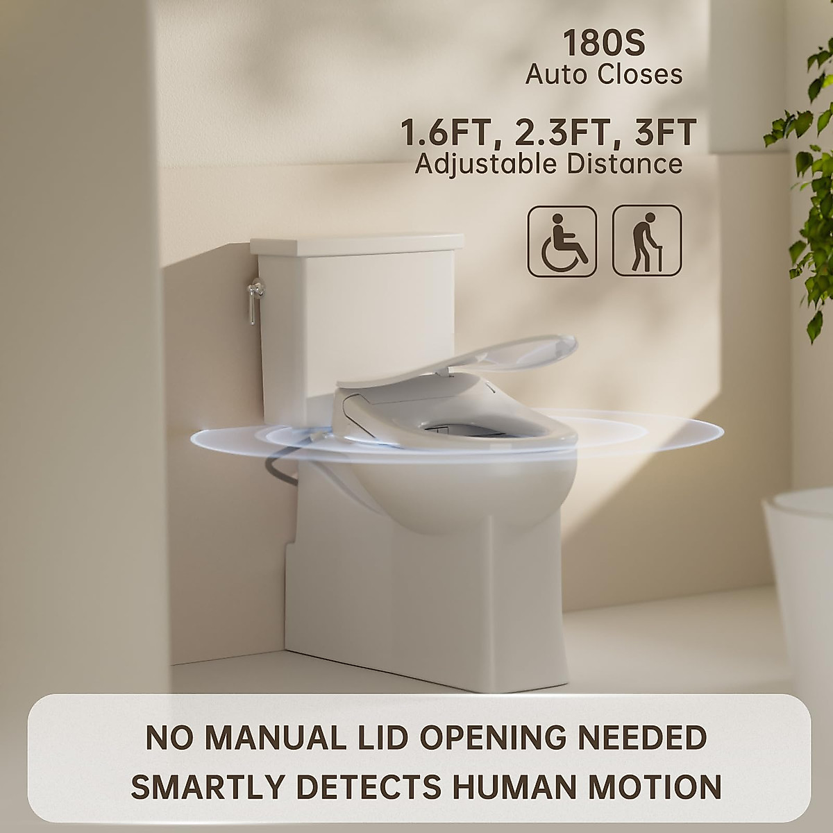 Aquatiz Auto Open Close Bidet Toilet Seat, Elongated with Endless Warm Water, Seat Heating, Night Light, Warm Air Dryer, Advanced Bidet Attachment for Toilets