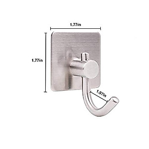 TOGU Self Adhesive Hooks Heavy Duty Bathroom Hooks/Towel Hooks/Coat&Robe Hooks/Wall Hooks Nail-Free Waterproof for Hanging Keys Hats Towel Coats,Brushed Stainless Steel Finish,4 Pack