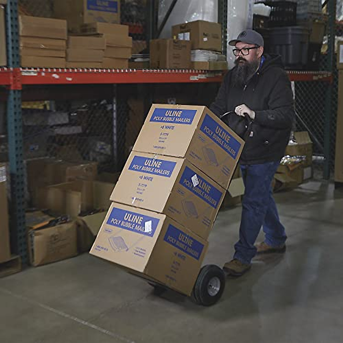 Ironton Steel Pneumatic Hand Truck Dolly - 600-Lb. Capacity, 10in. Tires, Powder-Coat Finish