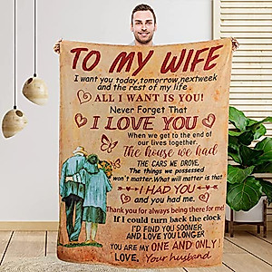 Wedding Gifts for Her to My Wife Blanket from Husband Birthday Gift Ideas Christmas Romantic Valentine's Day Gift for My Wife Blanket Soft Cozy Flannel Throw Blanket