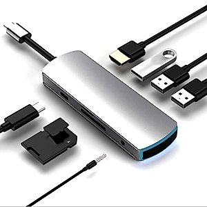 Naroote Docking Hub Hub, Durable Type-C to HDMI 8 in 1 Desktop for Computer