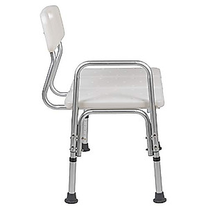 Flash Furniture HERCULES Series 300 Lb. Capacity Adjustable White Bath & Shower Transfer Bench with Back and Side Arm