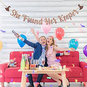 Dalaber She Found Her Keeper Banner, Wizard Bridal Shower Decoration Wizard Wedding Engagement Bachelorette Party Supplies,Rose Gold Glitter