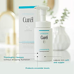 Curel Japanese Skin Care Foaming Daily Face Wash for Sensitive Skin, Hydrating Facial Cleanser for Dry Skin, pH-Balanced and Fragrance-Free, 5 Ounces (Step 2 of 2-Step Skincare)