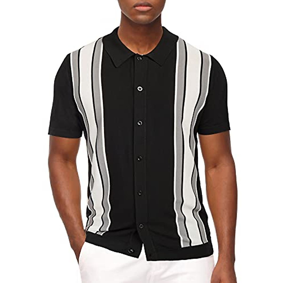 PJ PAUL JONES Men's Modern/Fitted, Black, Large
