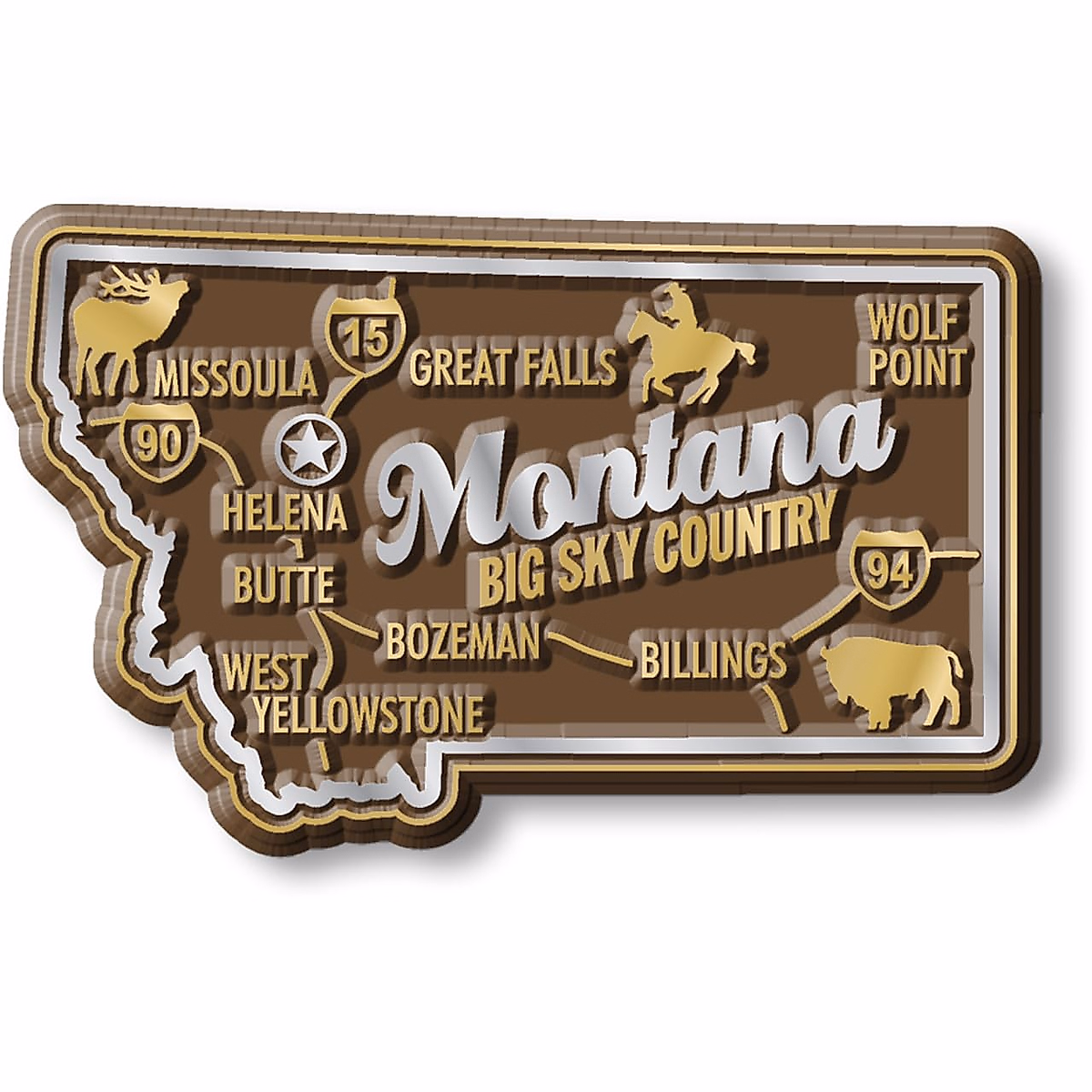 Montana Premium State Magnet by Classic Magnets, 2.8" x 1.7", Collectible Souvenirs Made in The USA