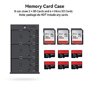 SMALLRIG Memory Card Case Holder Anti-Shock Anti-Fall and Scratch Suitable for SD/Micro SD/SIM Cards for Photography Enthusiasts - 2832B