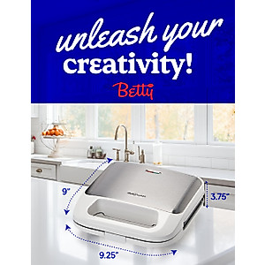 Betty Crocker 3-in-1 Indoor Grill, Sandwich/Panini Press & Waffle Maker Plus, Electric Grill Indoor with Interchangeable Non-Stick Plates, 750 Watts, BC-4965W, White
