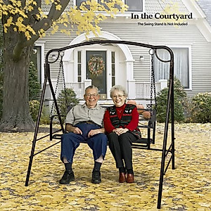 VINGLI Upgraded Metal Patio Porch Swing, 660 LBS Weight Capacity Steel Porch Swing Chair for Outdoors, Heavy Duty Swing Chair, Bench Swing for Gardens & Yards (Black)