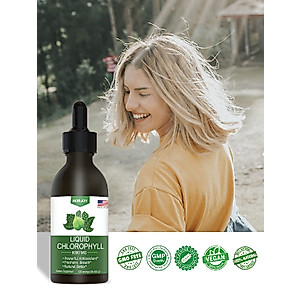 Chlorophyll Liquid Drops - 100% Natural Energy Booster and Immune Support - Internal Deodorant and Detox - Altitude Sickness Relief - Fast Absorption, Vegan & Non-GMO - 120 Servings (Pack of 1)
