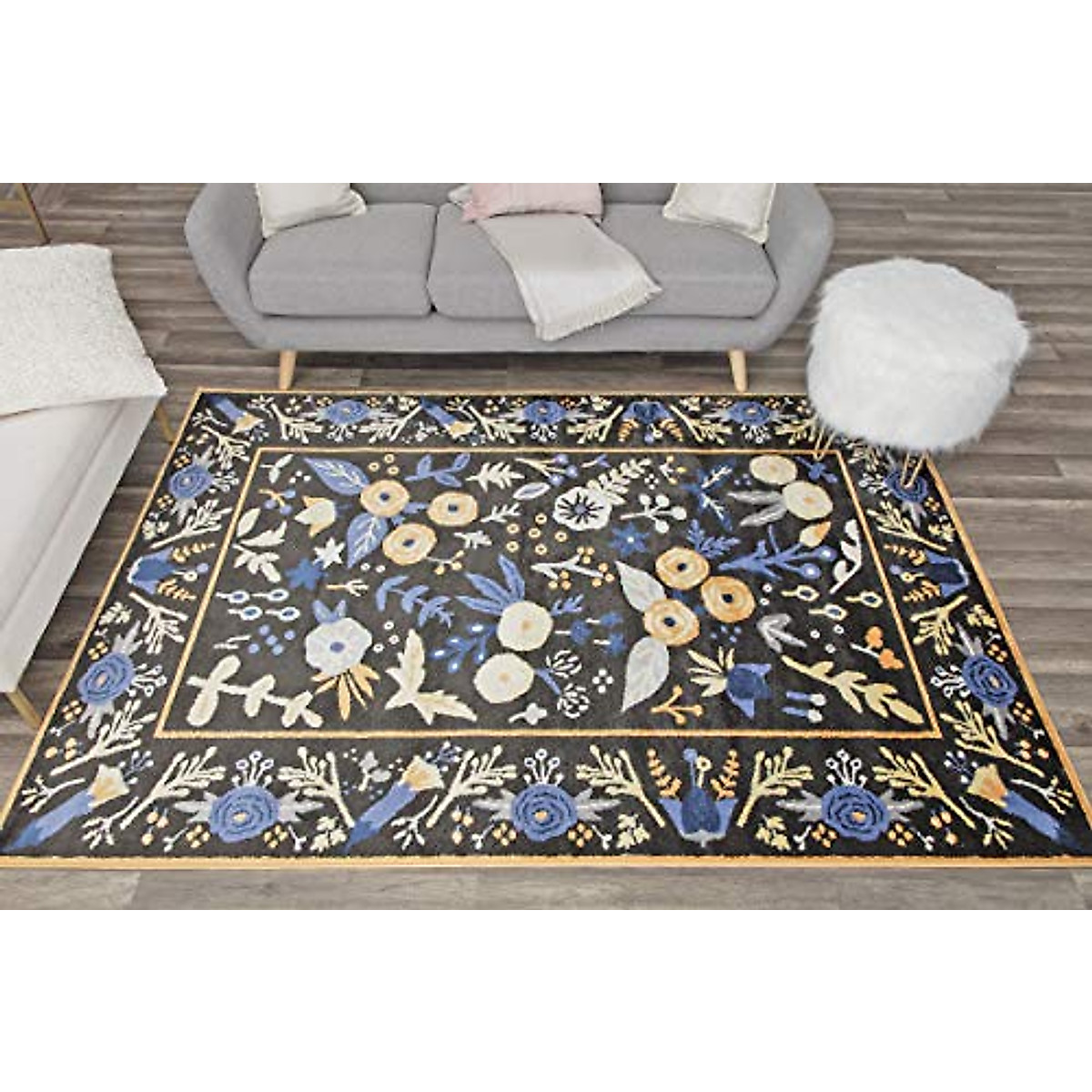 Rugs America Onyx & Blue Gardenias Transitional Rug Gardenia Golden Night VA30B 8'0"X10'0" Area Rug