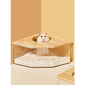 QWINEE Clear Hamster Bathtub Small Animals Sand Bathtub Transparent Toilet Bath Container Cage Accessories for Gerbil Syrian Mouse Chinchilla and Other Small Pets Clear Medium